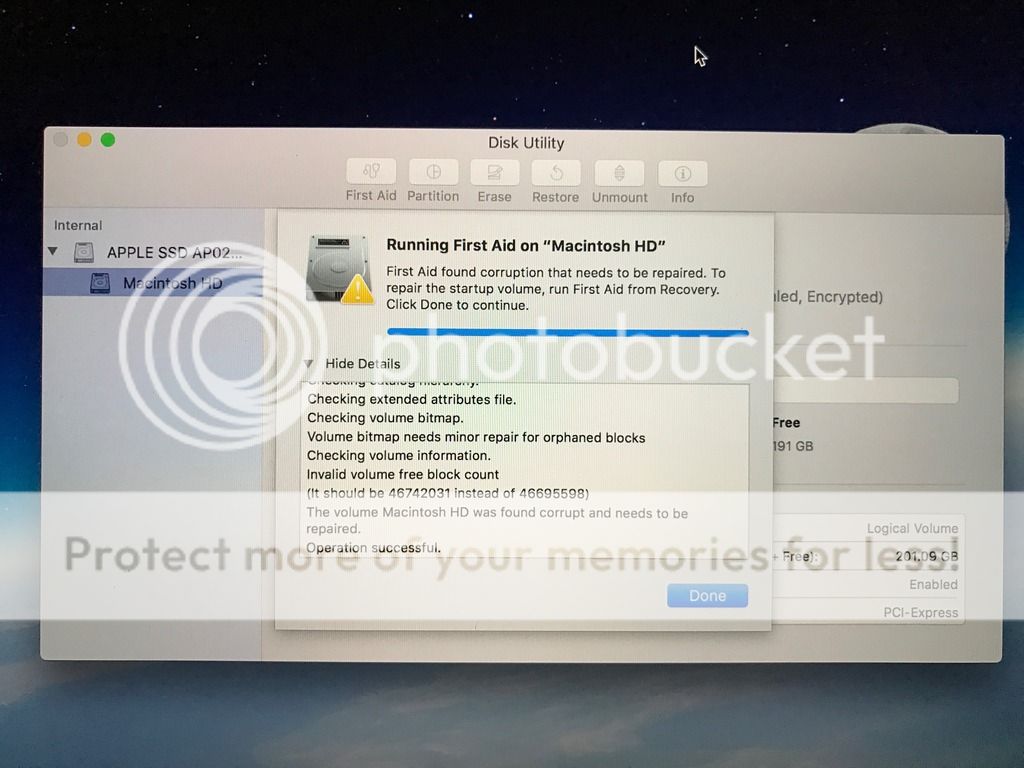 First Aid Found Corruption 2016 MBP | MacRumors Forums